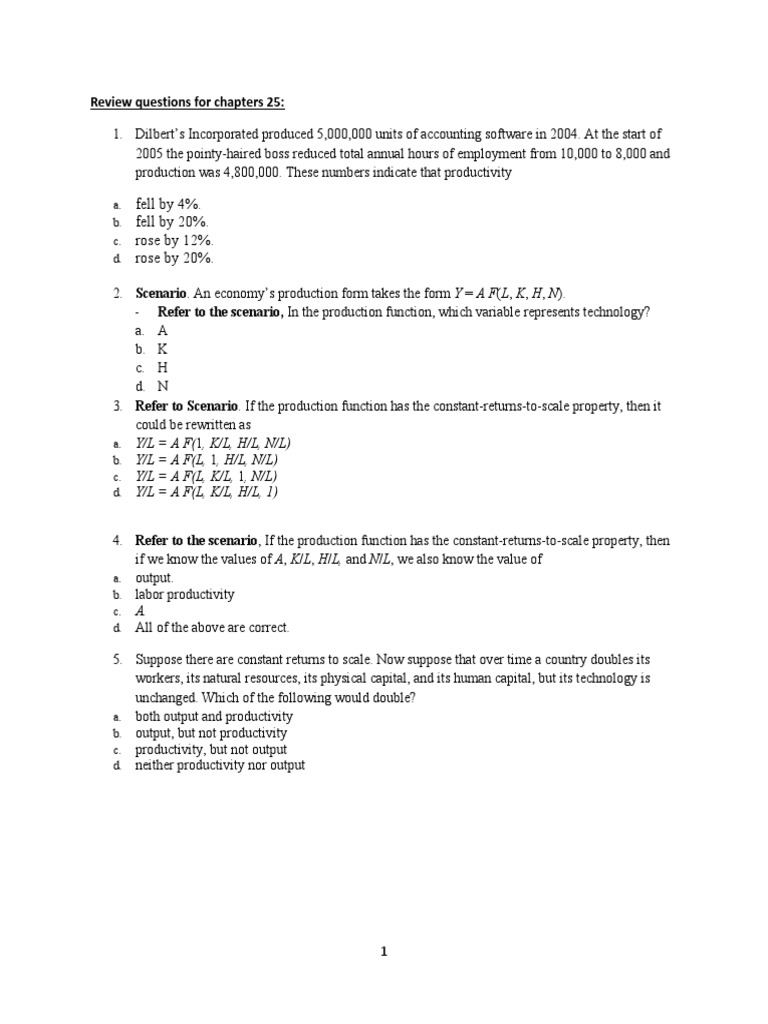 Review of Chapters 25 | PDF | Production Function | Capital (Economics)