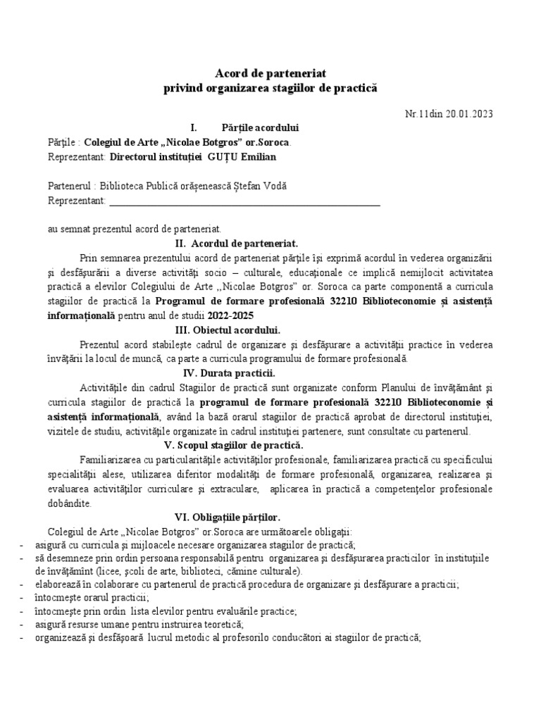 Acord de Parteneriat Cu Biblioteca | PDF
