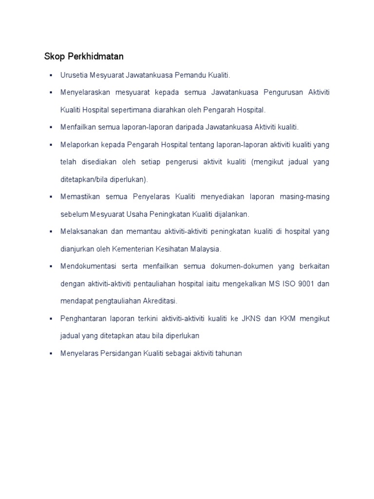 Skop Perkhidmatan | PDF