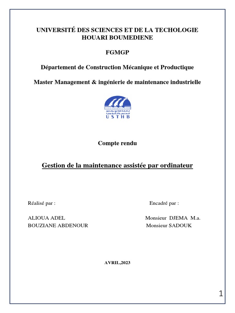 Gestion de la maintenance avec Optimaint | PDF | Logiciel | Planification