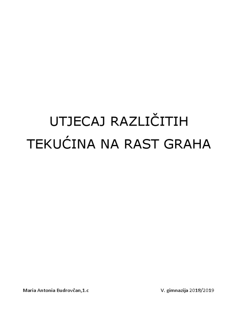 Utjecaj Različitih Tekućina Na Grah | PDF