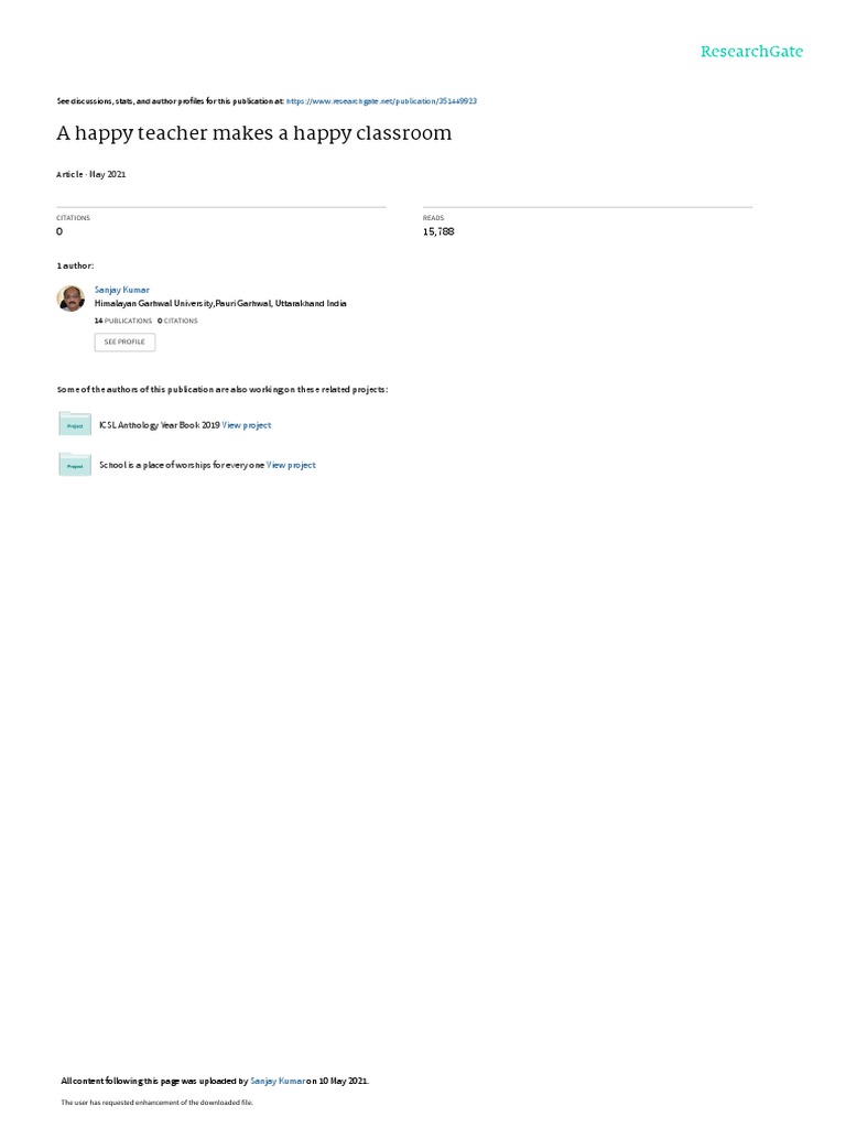 Ahappyteachermakesahappyclassroom | PDF | Extraversion And Introversion | Happiness