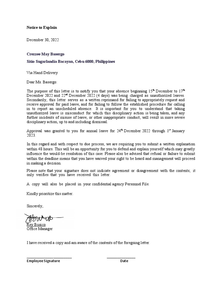 Notice To Explain | PDF