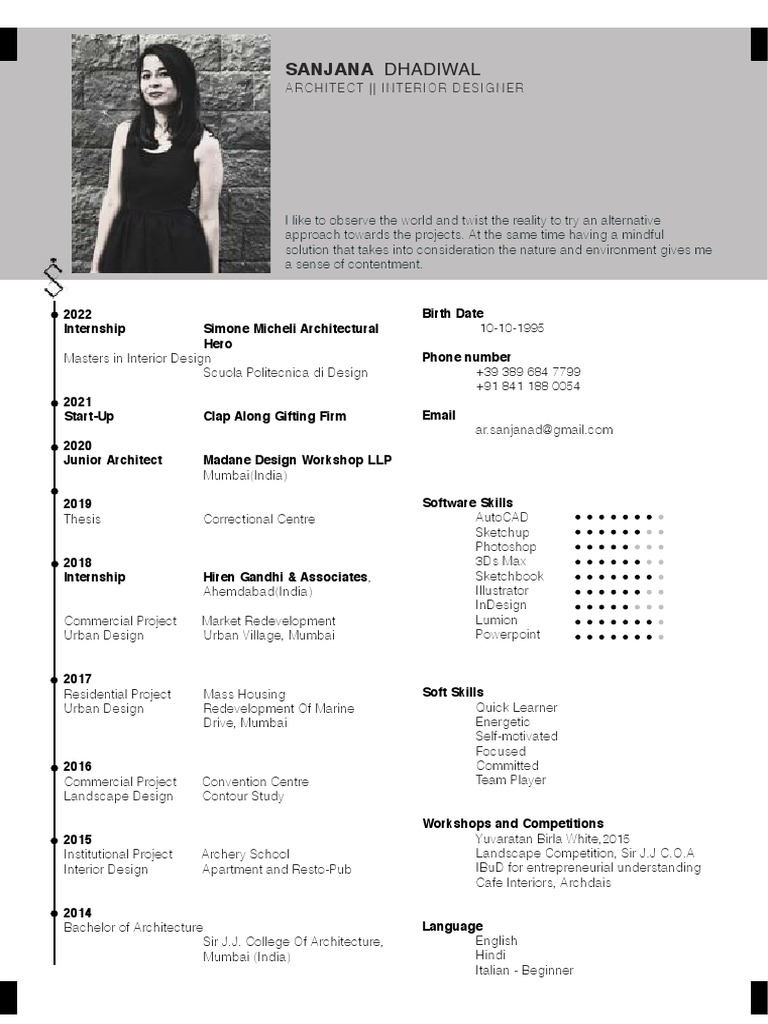 CV - Sanjana Dhaidwal | PDF | Design