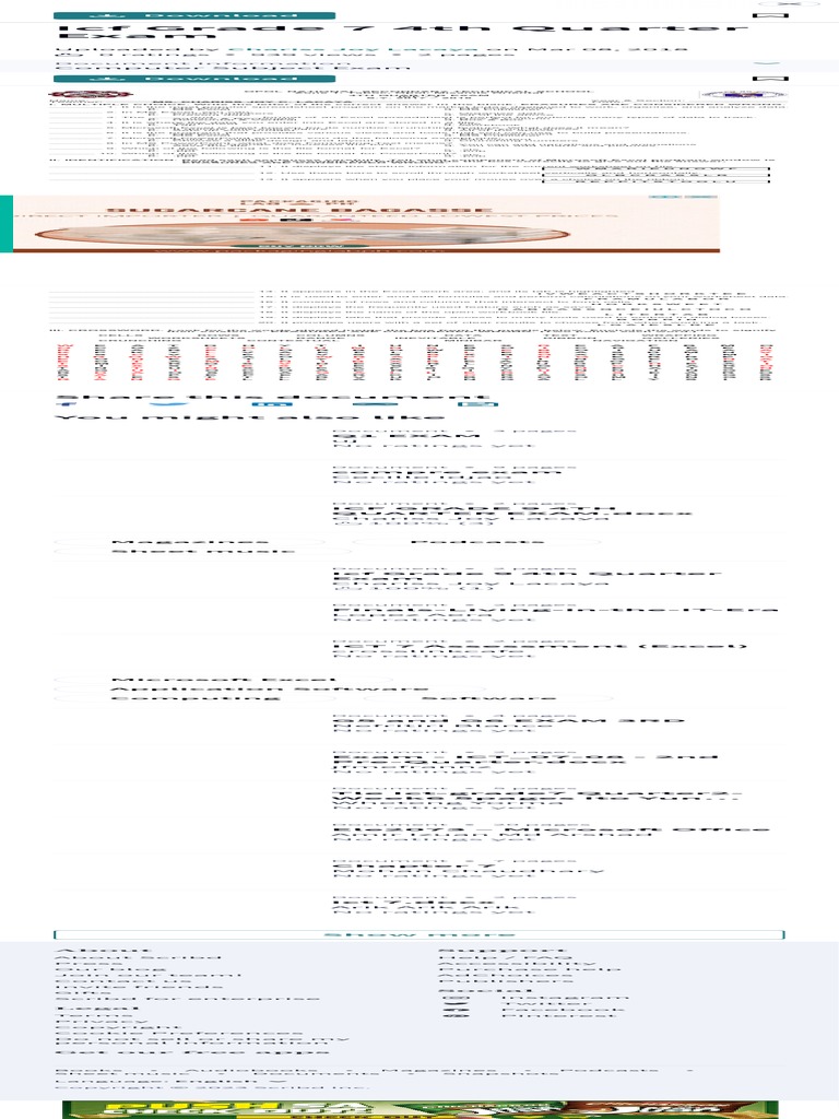 Icf Grade 7 4th Quarter Exam PDF Microsoft Excel Application Software | PDF | Microsoft Excel ...