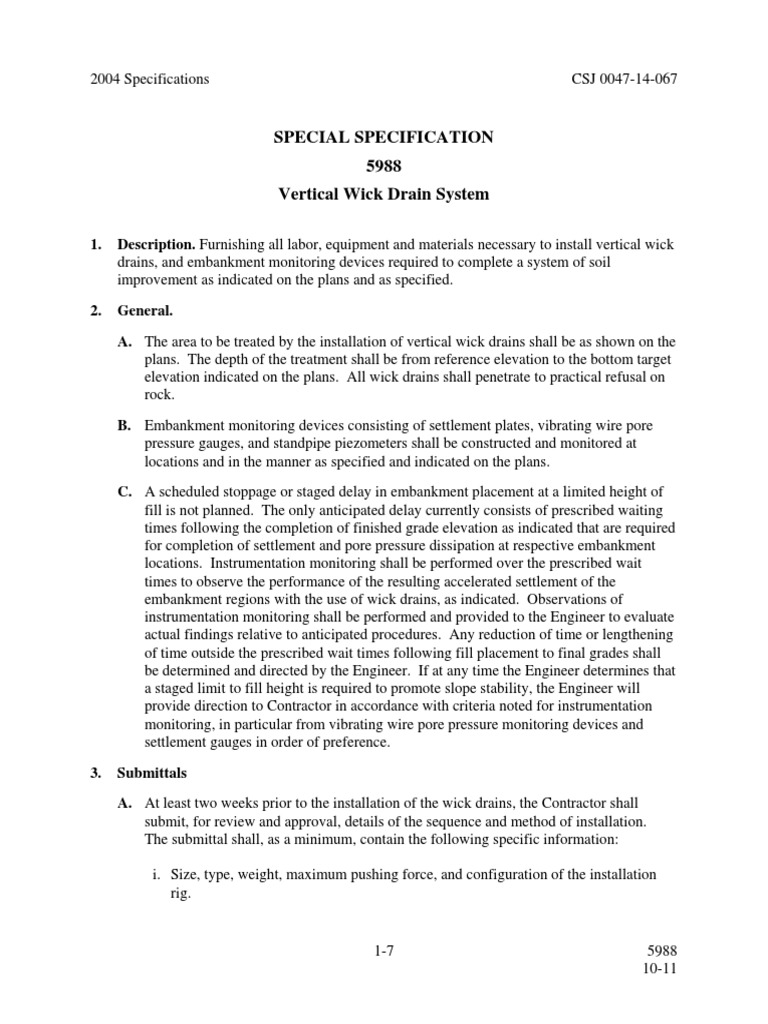 Wick Drain Specs | PDF | Drainage | Physical Sciences