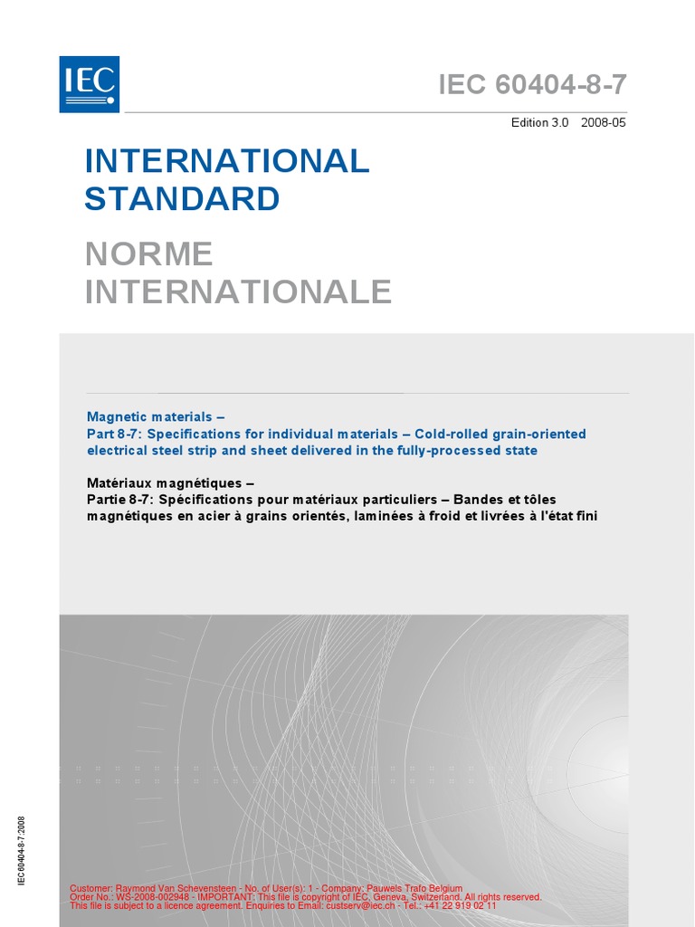 Iec60404 8 7 (Ed3.0) B | PDF | Sheet Metal | International ...