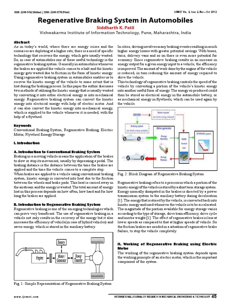 Regenerative Braking in Automobiles | PDF | Brake | Vehicles