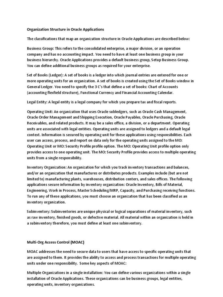 Organization Structure in Oracle Applications | PDF | Oracle Database ...