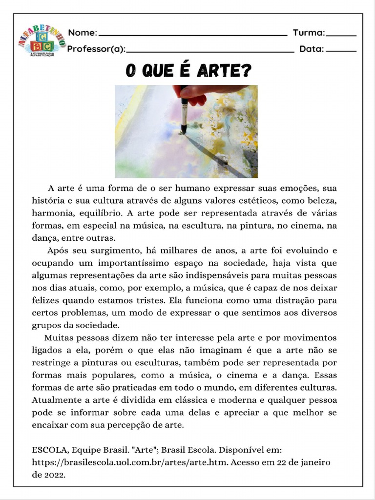 ARTE 6º Ano - 1º Trimestre | PDF
