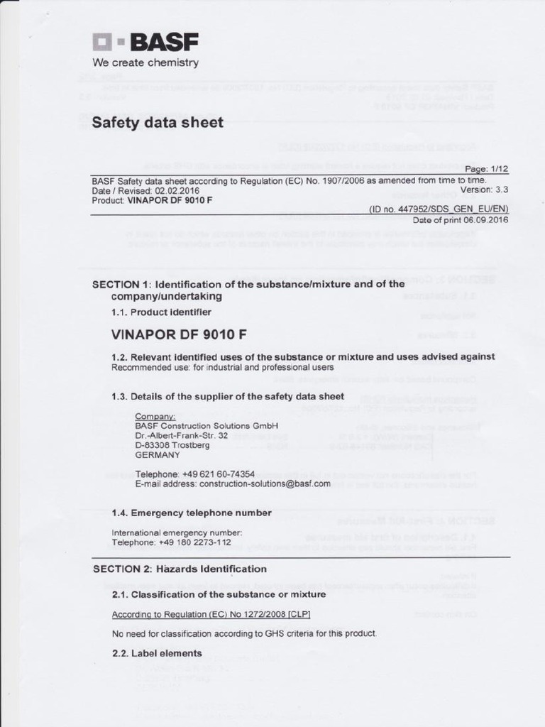 MSDS Vinnapor DF 9010 F | PDF