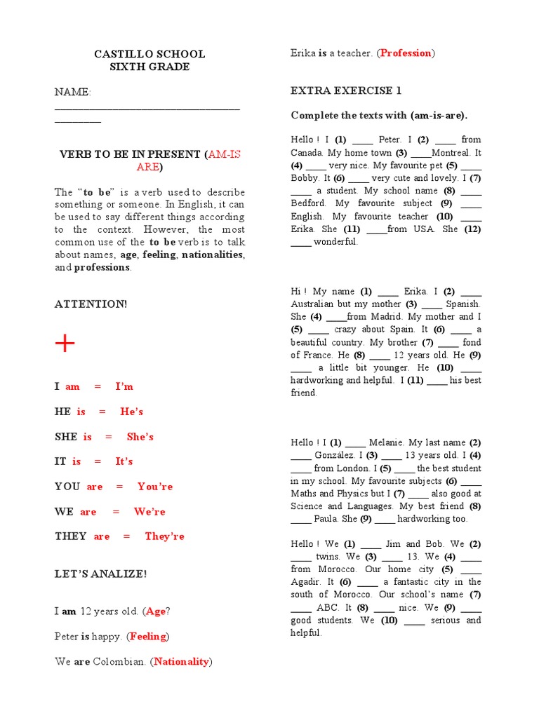 Verb To Be Grammar Drills Grammar Guides Information Gap Acti - 129574 ...