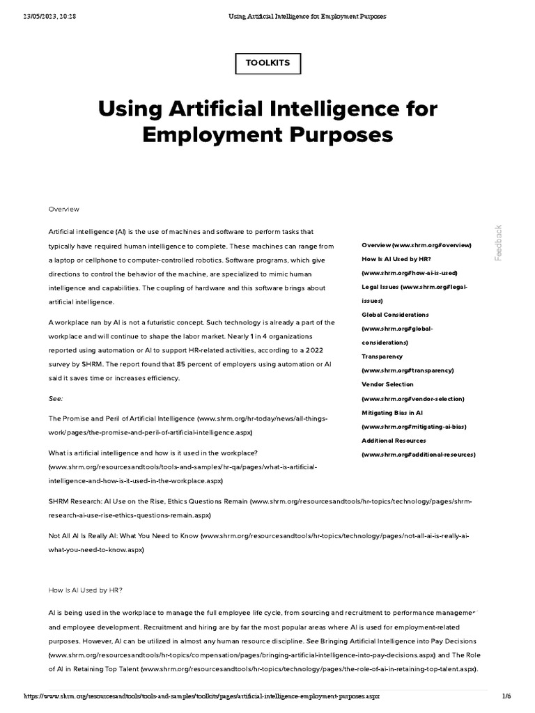 Using Artificial Intelligence For Employment Purposes | PDF | Artificial Intelligence ...
