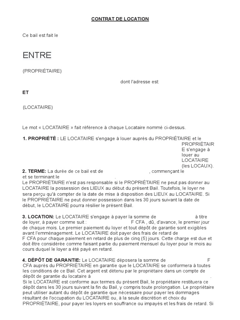 Exemple de contrat de location standard | PDF | Location | Droit privé