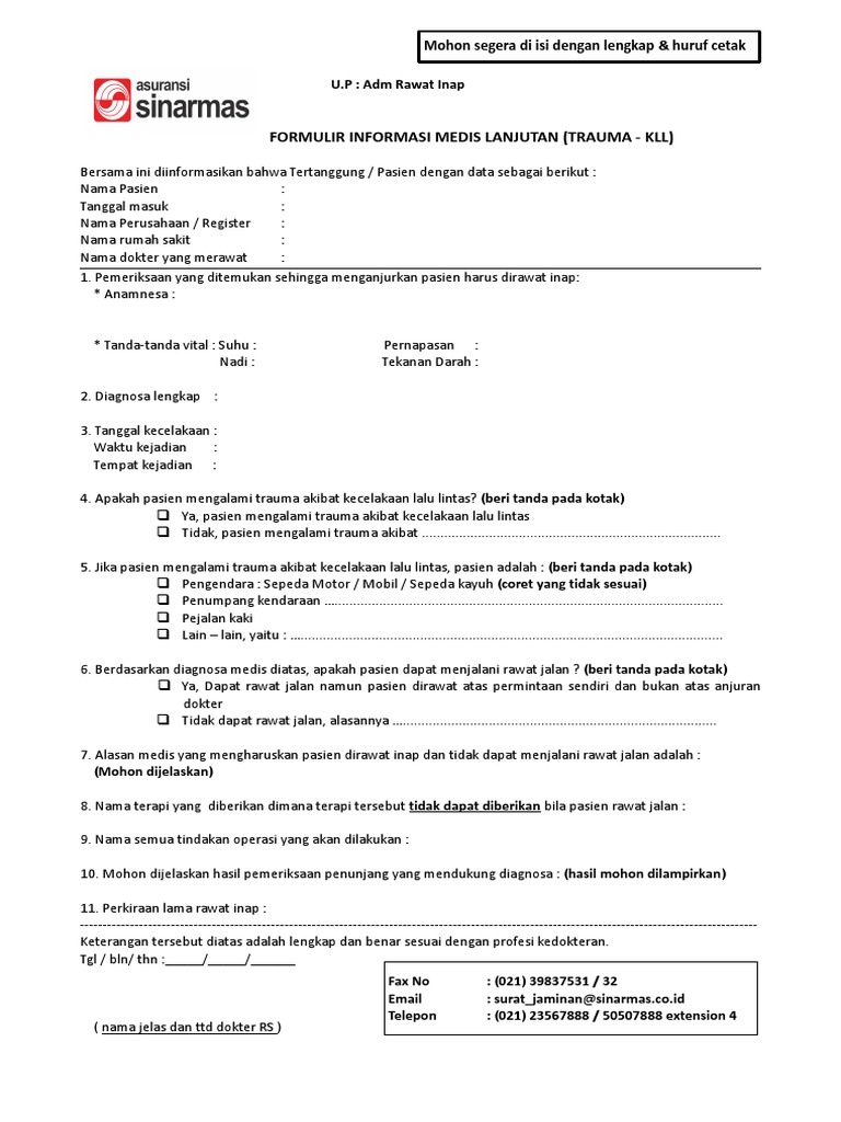 Formulir TRAUMA - KLL | PDF