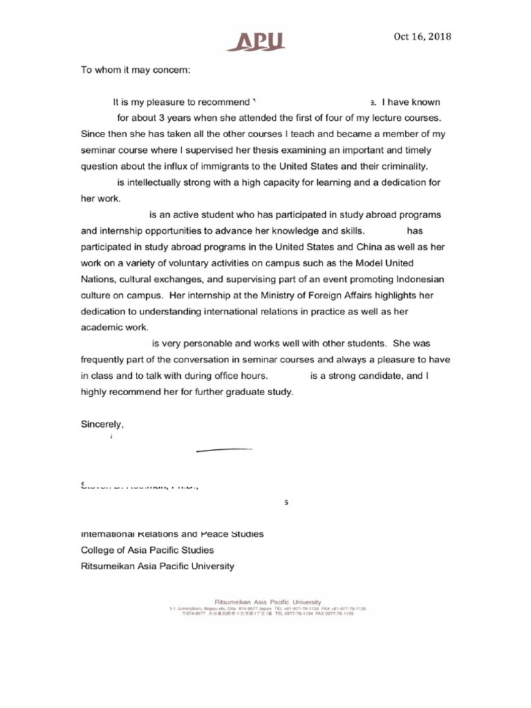 Contoh Reference Letter Pdf