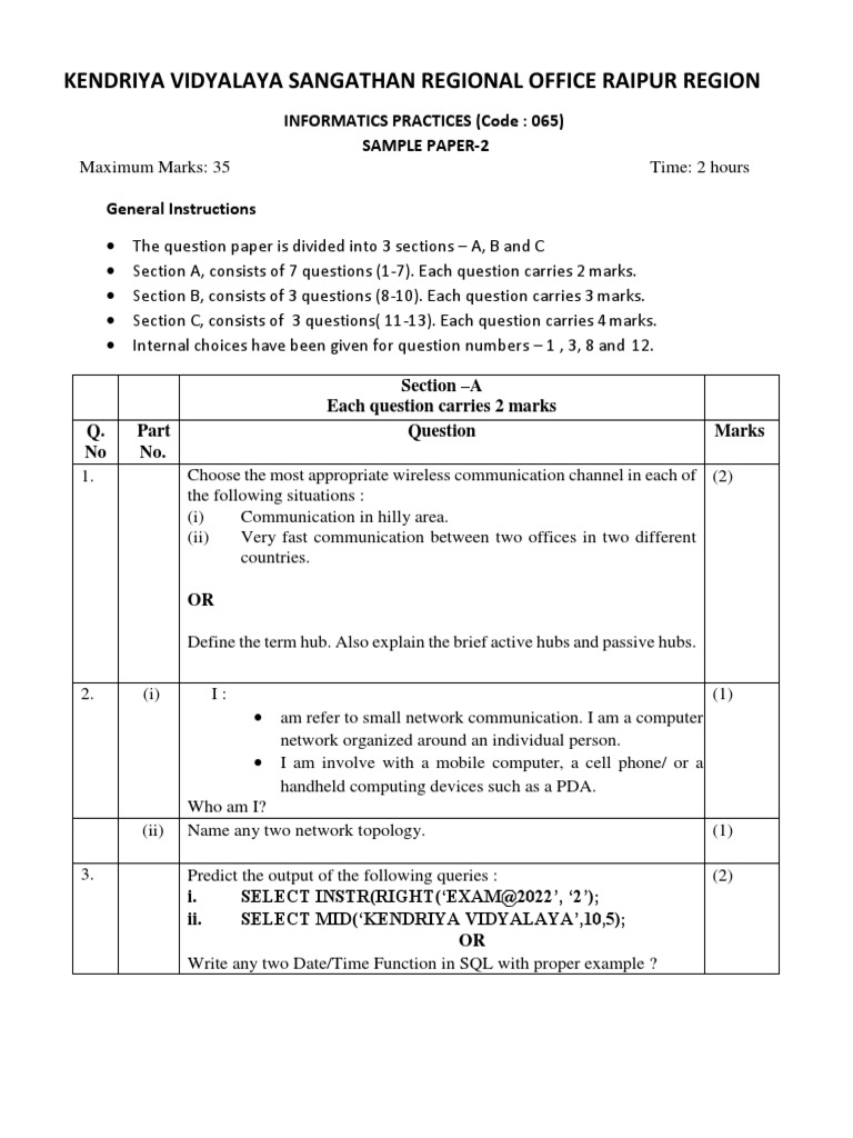 12 Info. Prac. SQP 2 | PDF | Computing | Information And Communications Technology