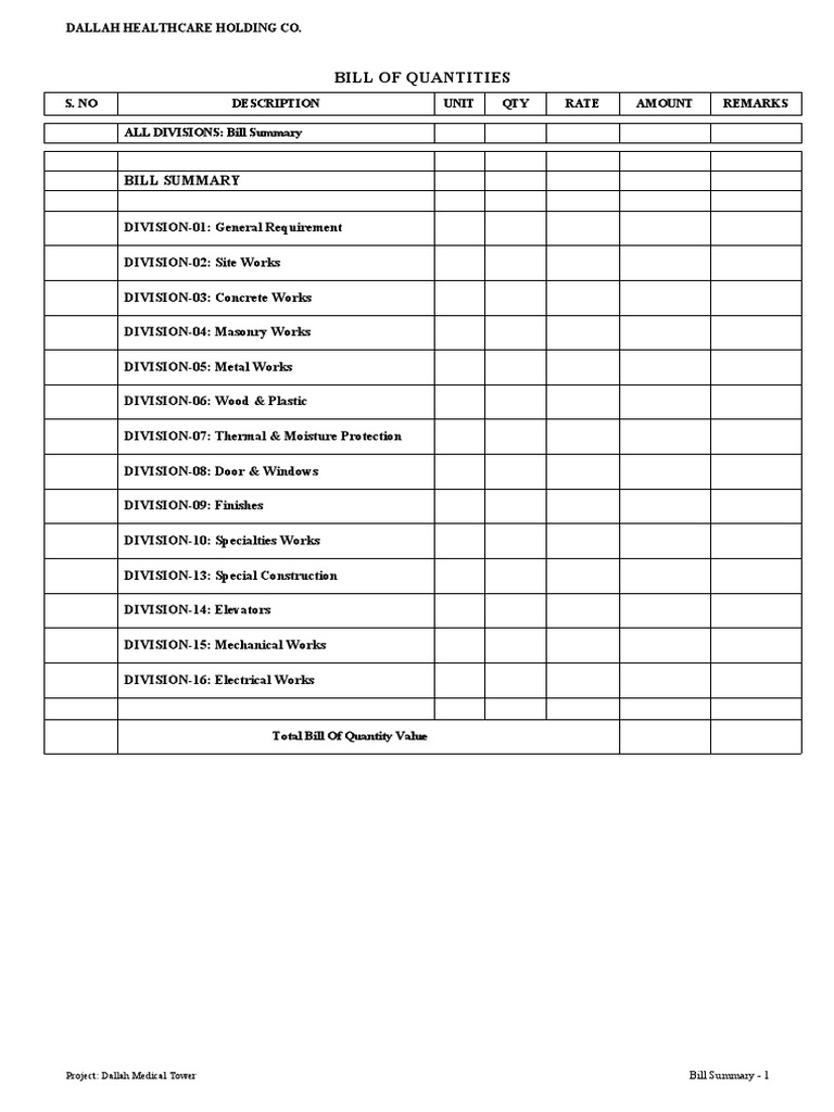 BOQ Sample | PDF | Flooring | Tile
