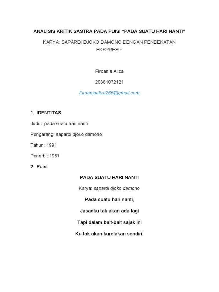 Kritik Sastra - Firdania Aliza | PDF