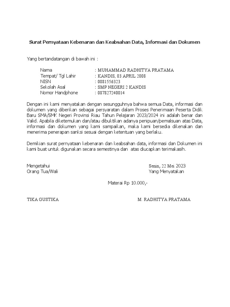 Surat Keabsahan | PDF