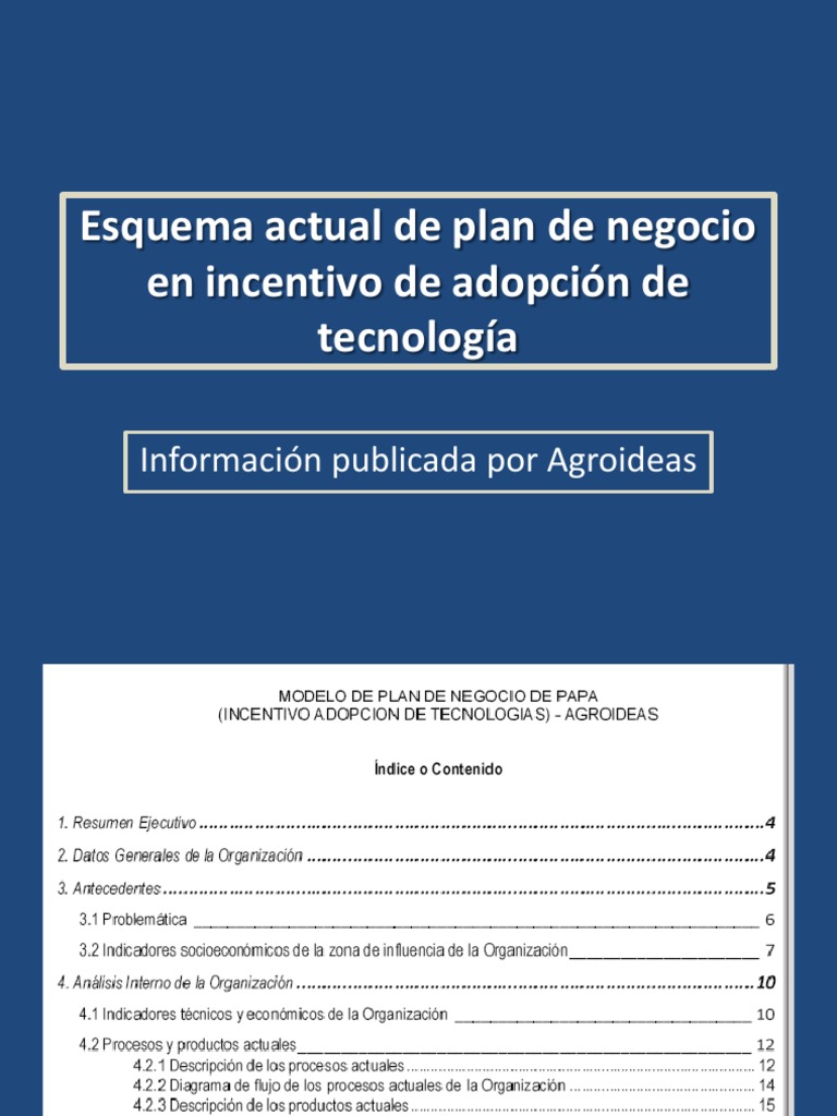 I Esquema Actual de Plan de Negocio en Incentivo | PDF