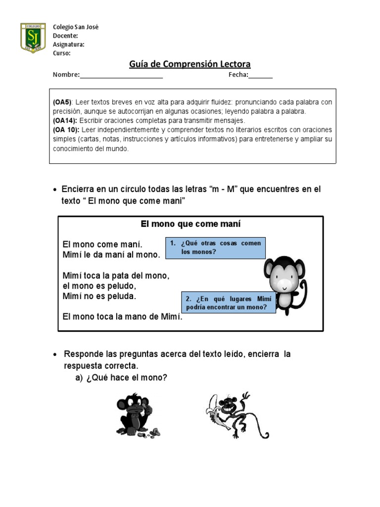 Guía de Comprensión Lectora Tercero 5 Fotocopias | PDF