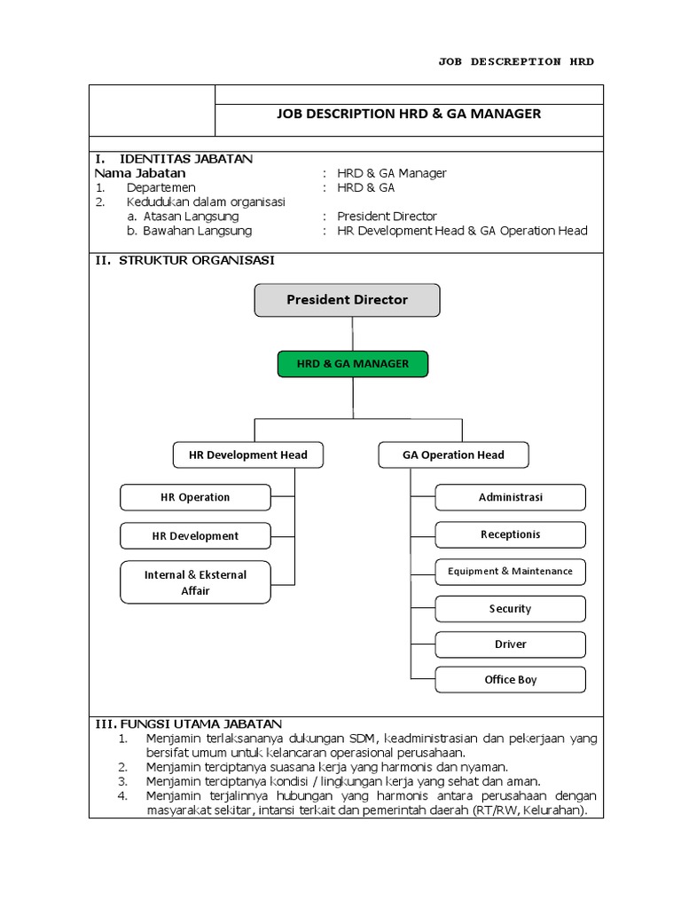 Jobdesc Hrga | PDF | Bisnis | Pengembangan Diri