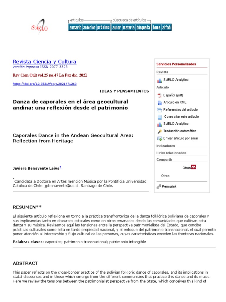 Danza De Caporales En El área Geocultural Andina Una Reflexión Desde