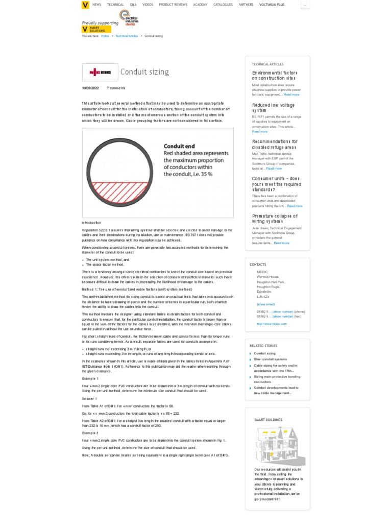 Conduit Sizing Ss Voltimum UK | PDF | Electrical Wiring | Light Emitting Diode