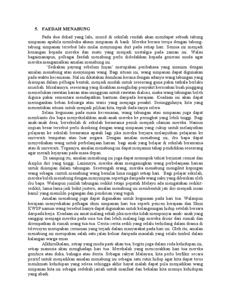 Faedah Menabung Pdf