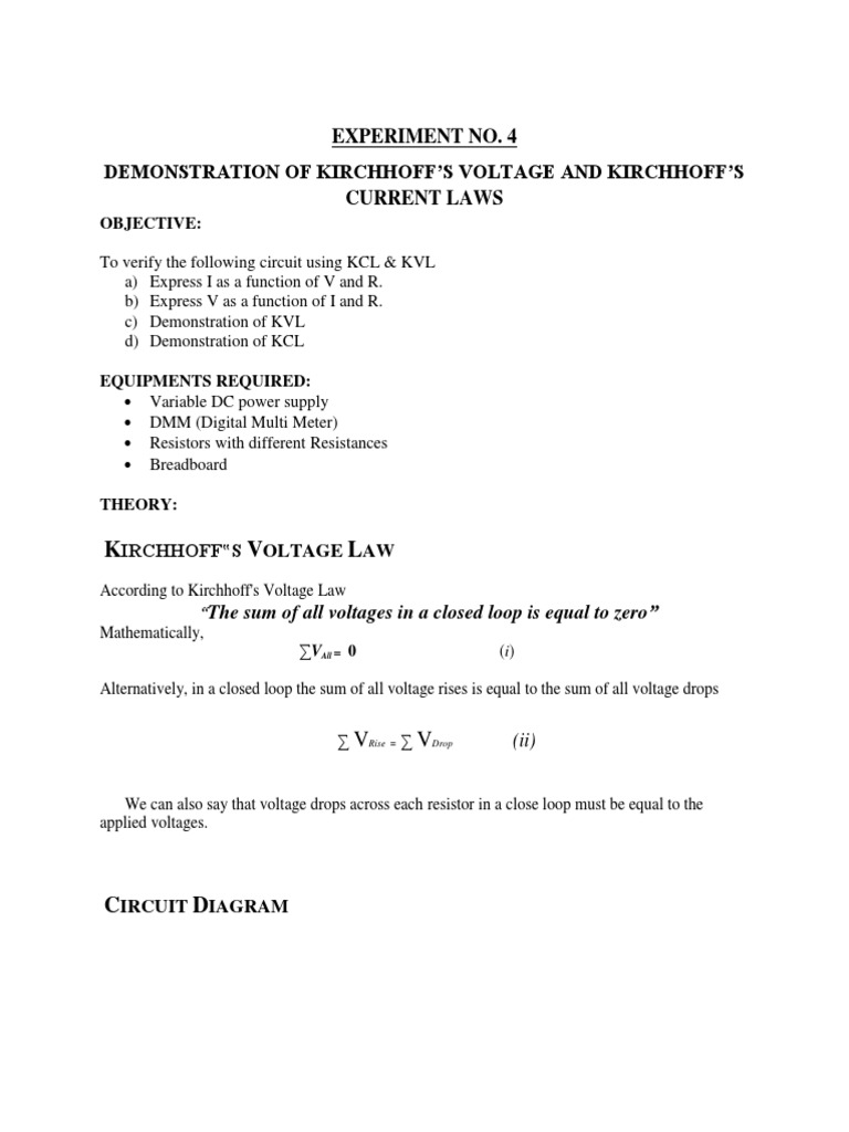 Lab 4 KCL and KVL Updated | PDF | Series And Parallel Circuits | Voltage