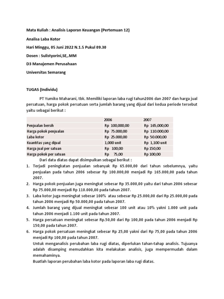 Analisa Laba Kotor | PDF