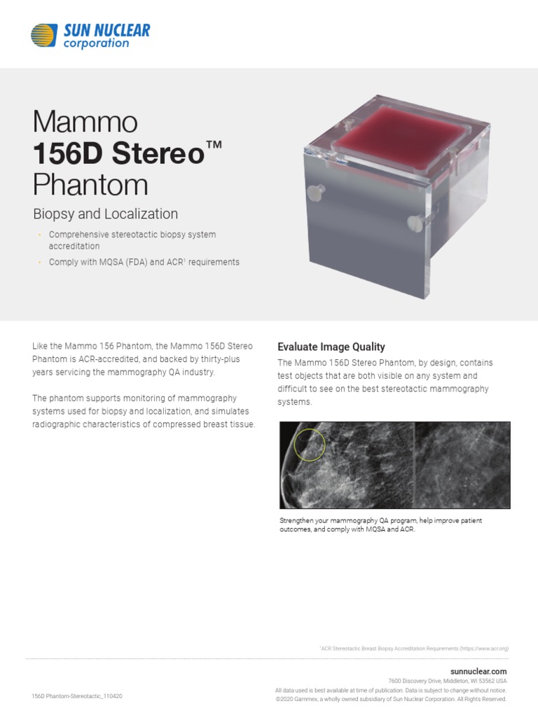 156D Phantom-Stereotactic 110420 | PDF | Mammography | Biopsy