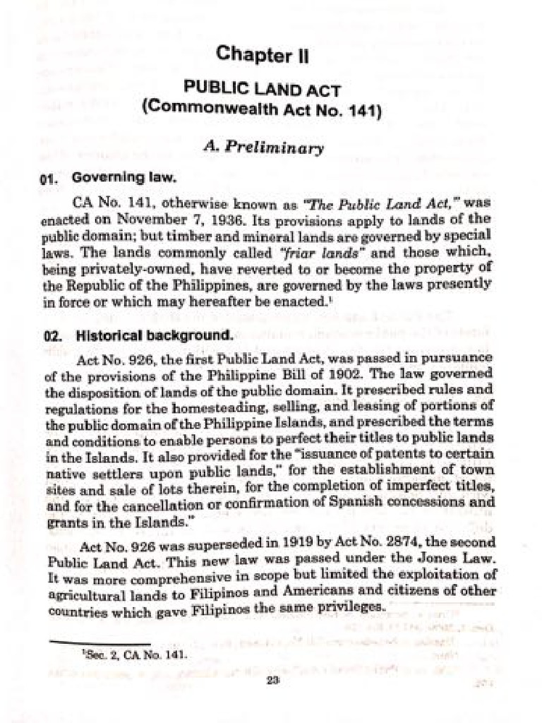 Public Land Act - Chapter 2 | PDF