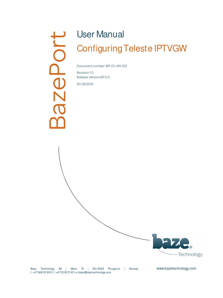 BP-01-UM-012 User Manual Configuring IPTVGW 1 - 0 | PDF | Computer ...