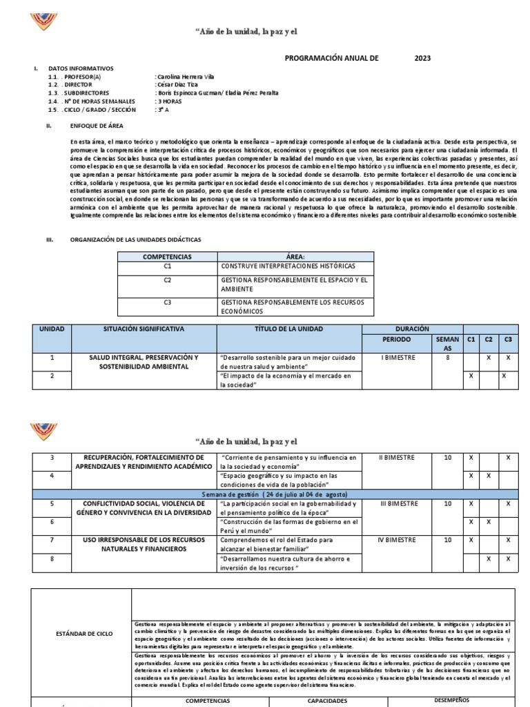 Formato Prog Anual 2023 Vii | PDF | Desarrollo sostenible | Enseñando