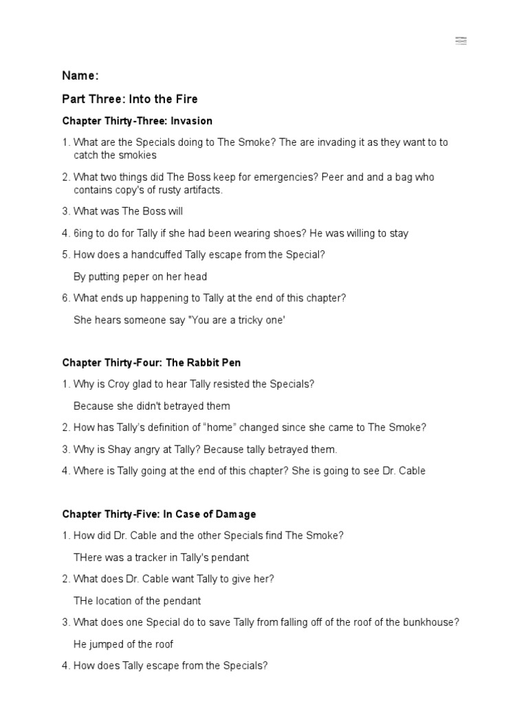 Uglies Study Guide Part 3 | PDF