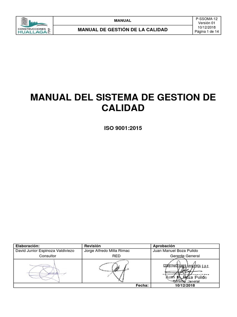 MG-SGC-01 Manual de Gestión de La Calidad | PDF | Calidad (comercial) | Sistema de manejo de calidad