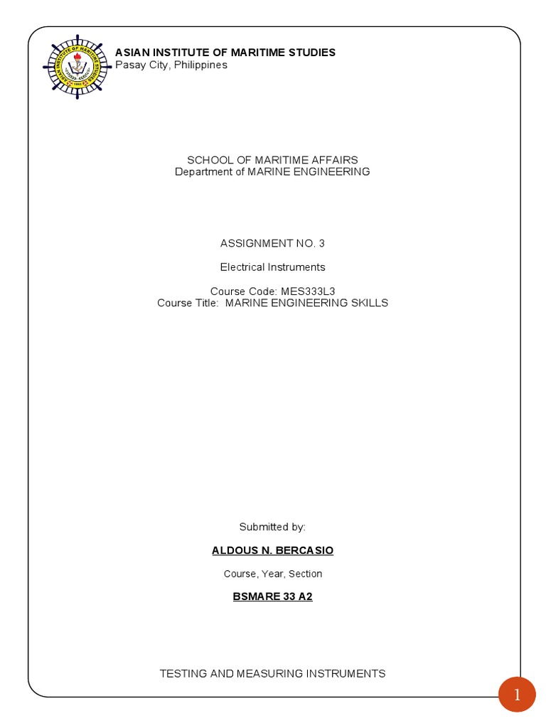 Bercasio - FT Assignment No. 3 Electrical Instruments | PDF | Thermography | Infrared