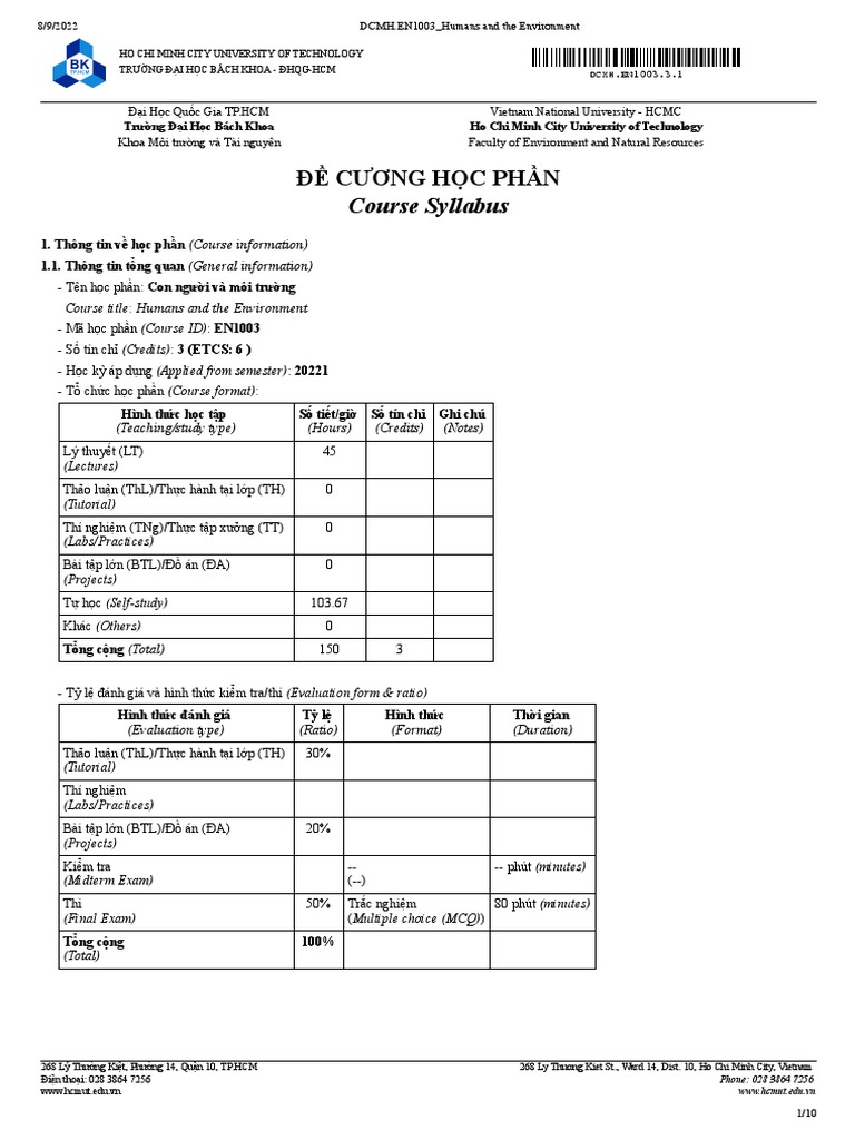 DCMH - EN1003 - Humans and The Environment | PDF