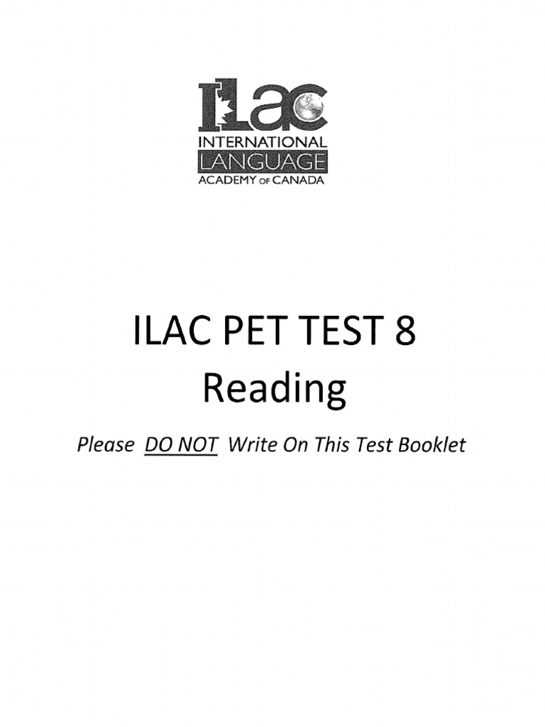 PET Practice Test 8 Reading & Writing | PDF