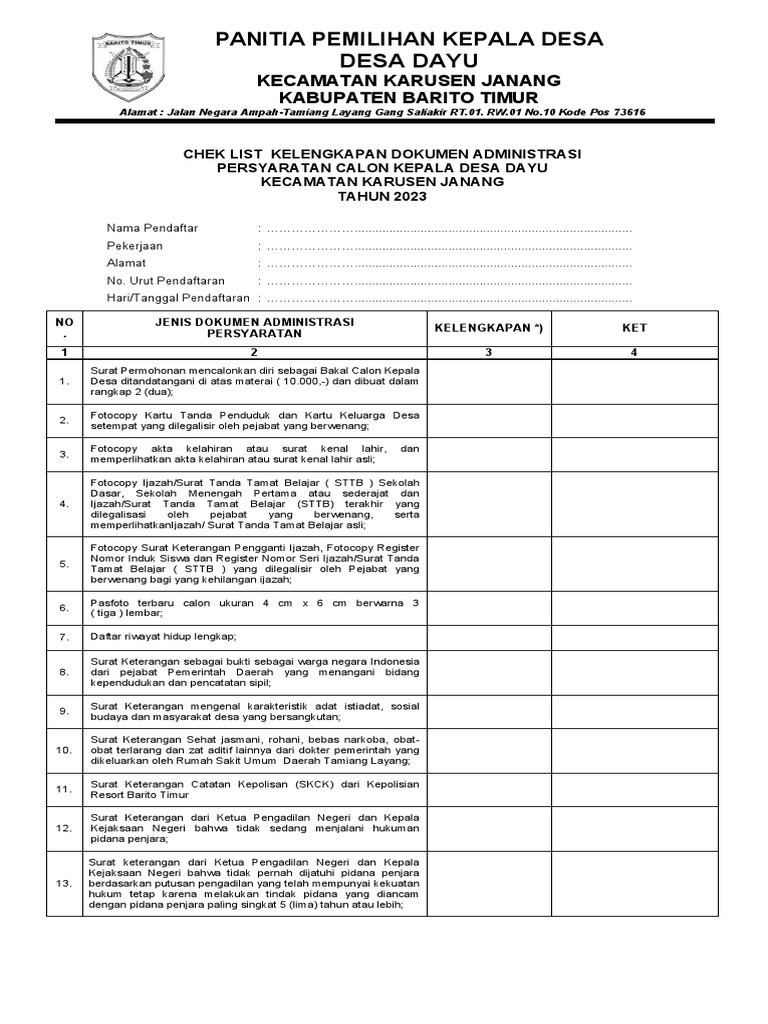 Cek List | PDF