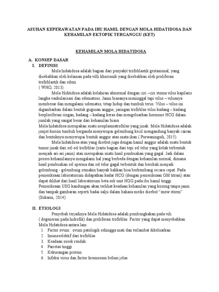 Asuhan Keperawatan Pada Ibu Hamil Dengan Mola Hidatidosa Dan Kehamilan ...