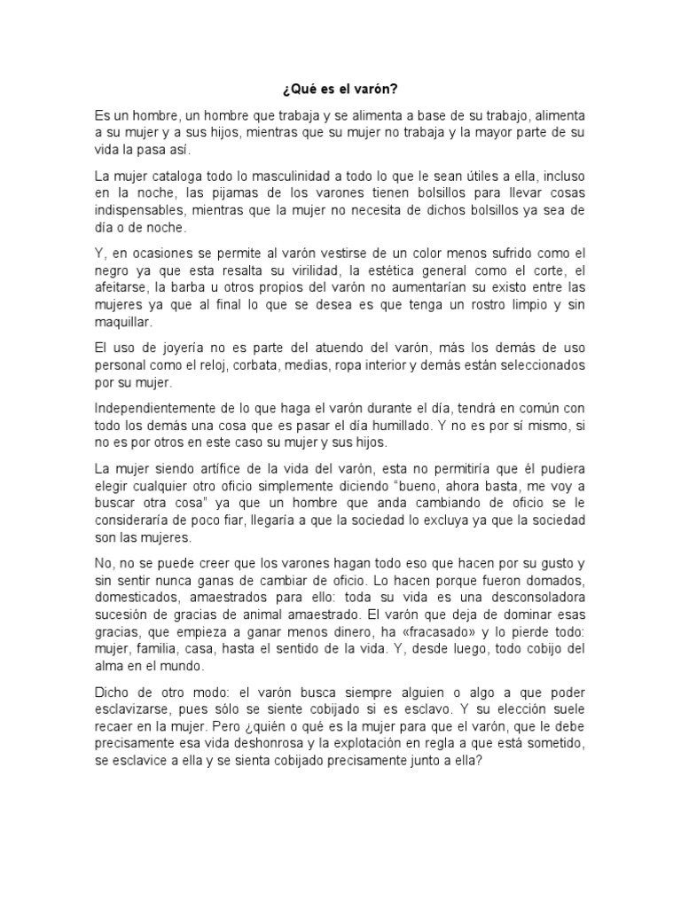 Qué Es El Varón | PDF | Mujer | Hombre
