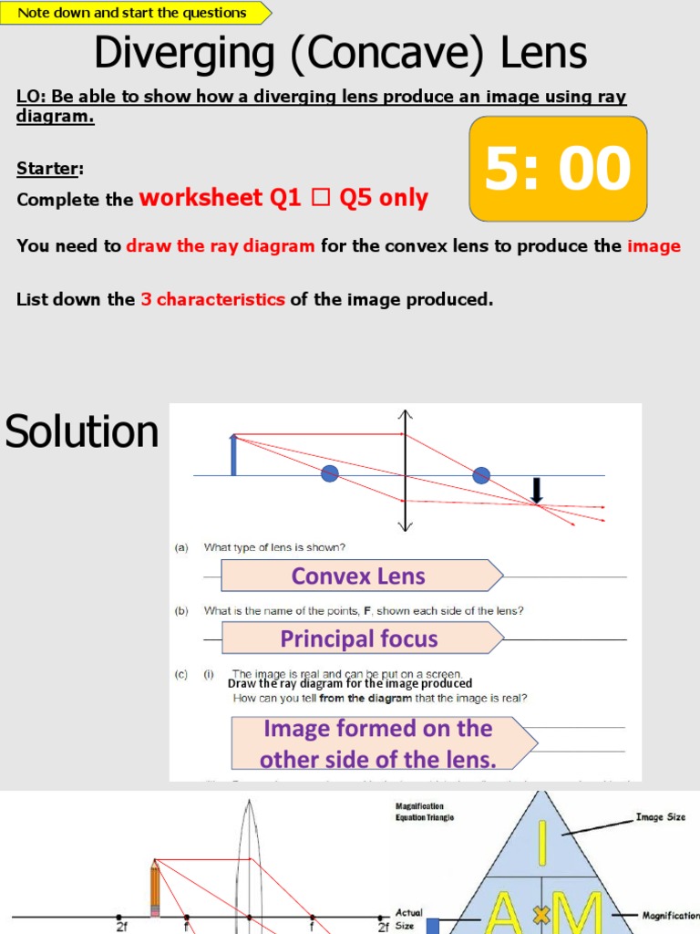 Diverging (Concave) Lens: Worksheet Q1 Q5 Only | PDF | Glass ...