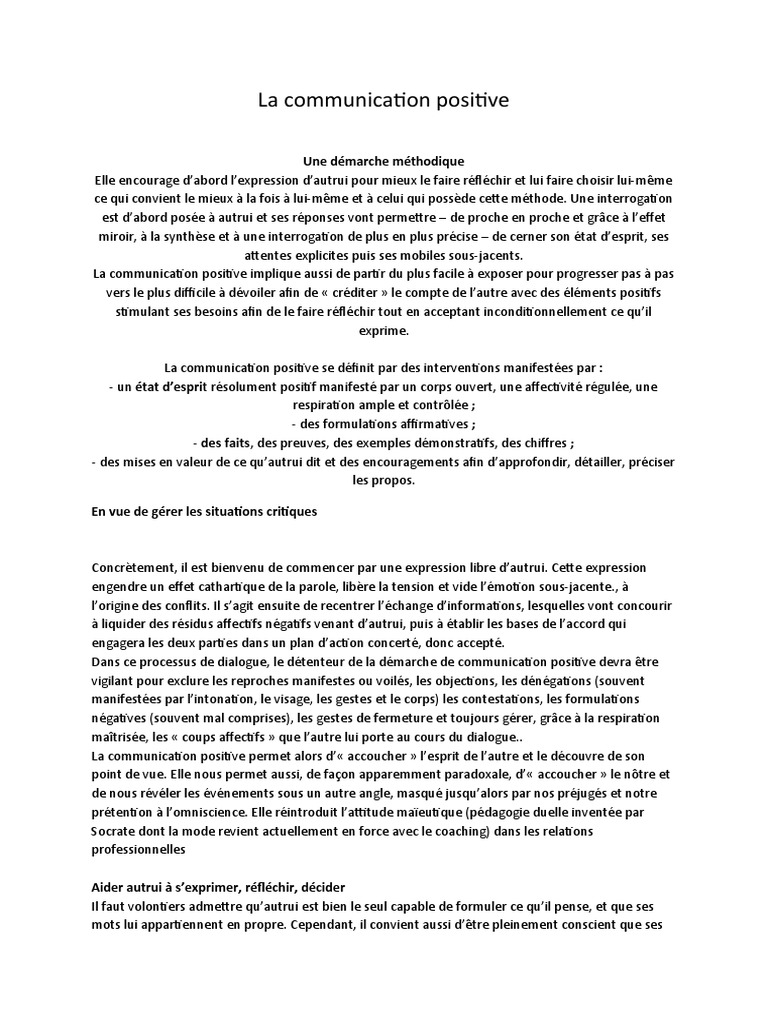 Communication Positive en Entreprise | PDF | la communication | Motivation