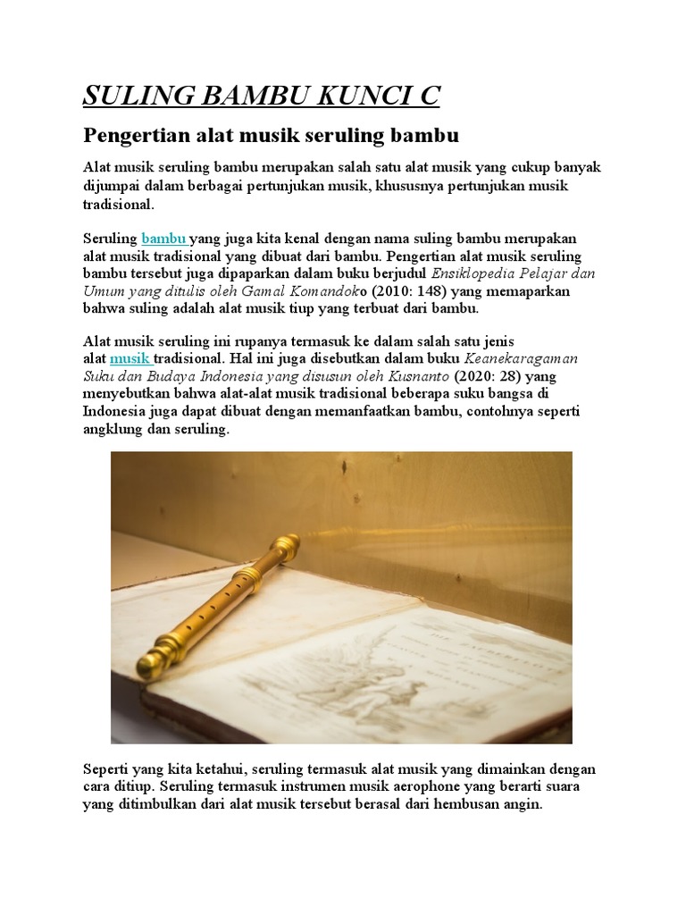 Suling Bambu Kunci C: Pengertian Alat Musik Seruling Bambu | PDF