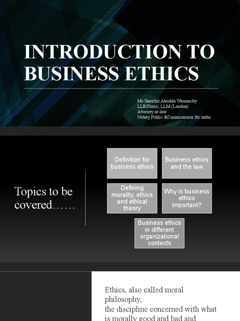 Introduction To Ethics | PDF | Morality | Business Ethics