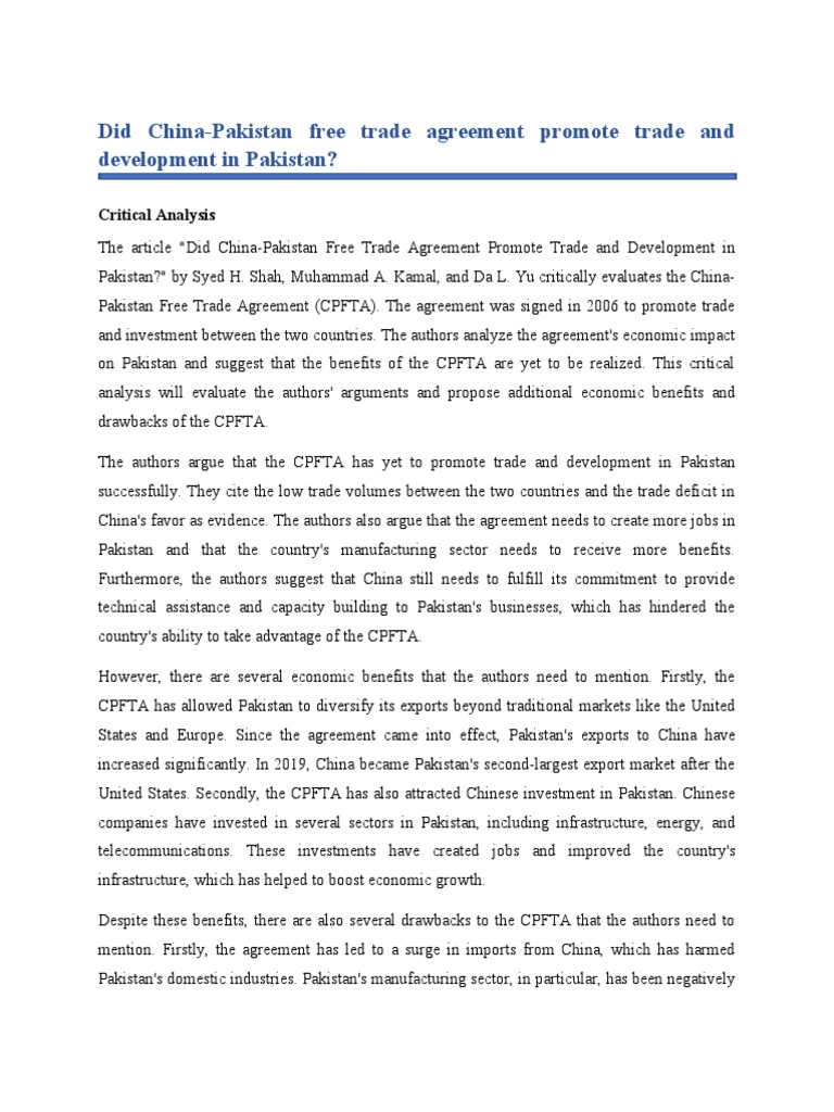Trade Assignment 01 | PDF | Pakistan | China