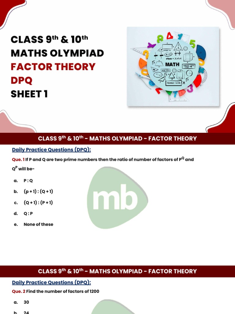 Class 9-10 Maths Olympiad: Factor Theory | PDF